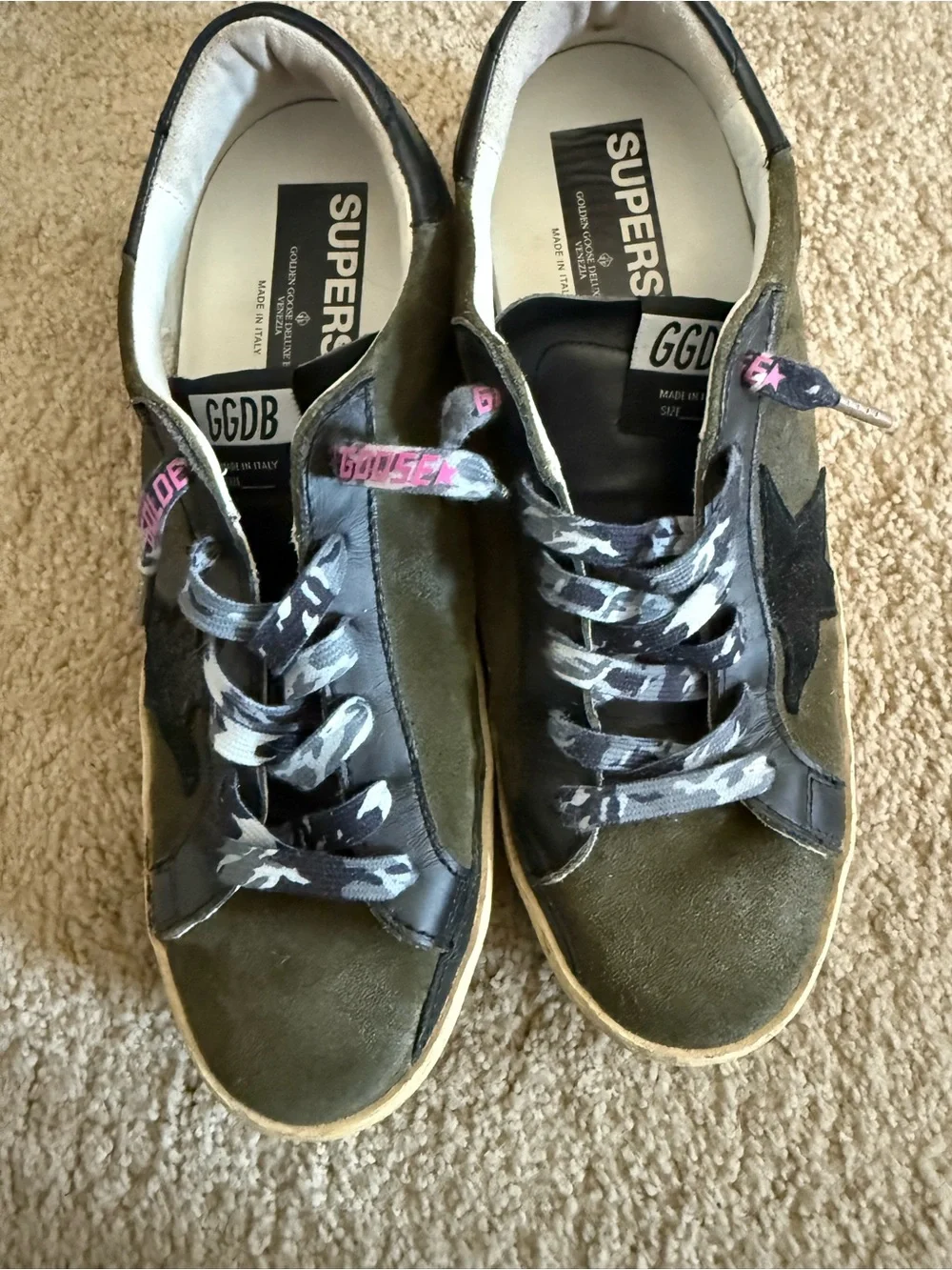 Golden Goose | Shoes | Golden Goose Superstar Olive Green Suede ...